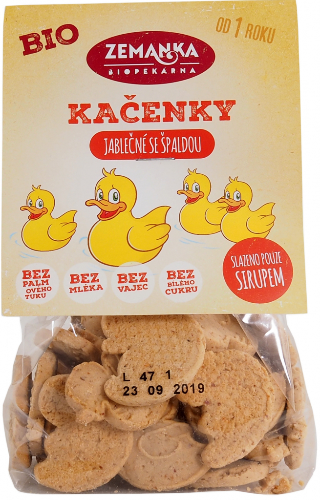 Zemanka Jablčné bio kačičky so špaldovou múkou 100g | Biomania.sk